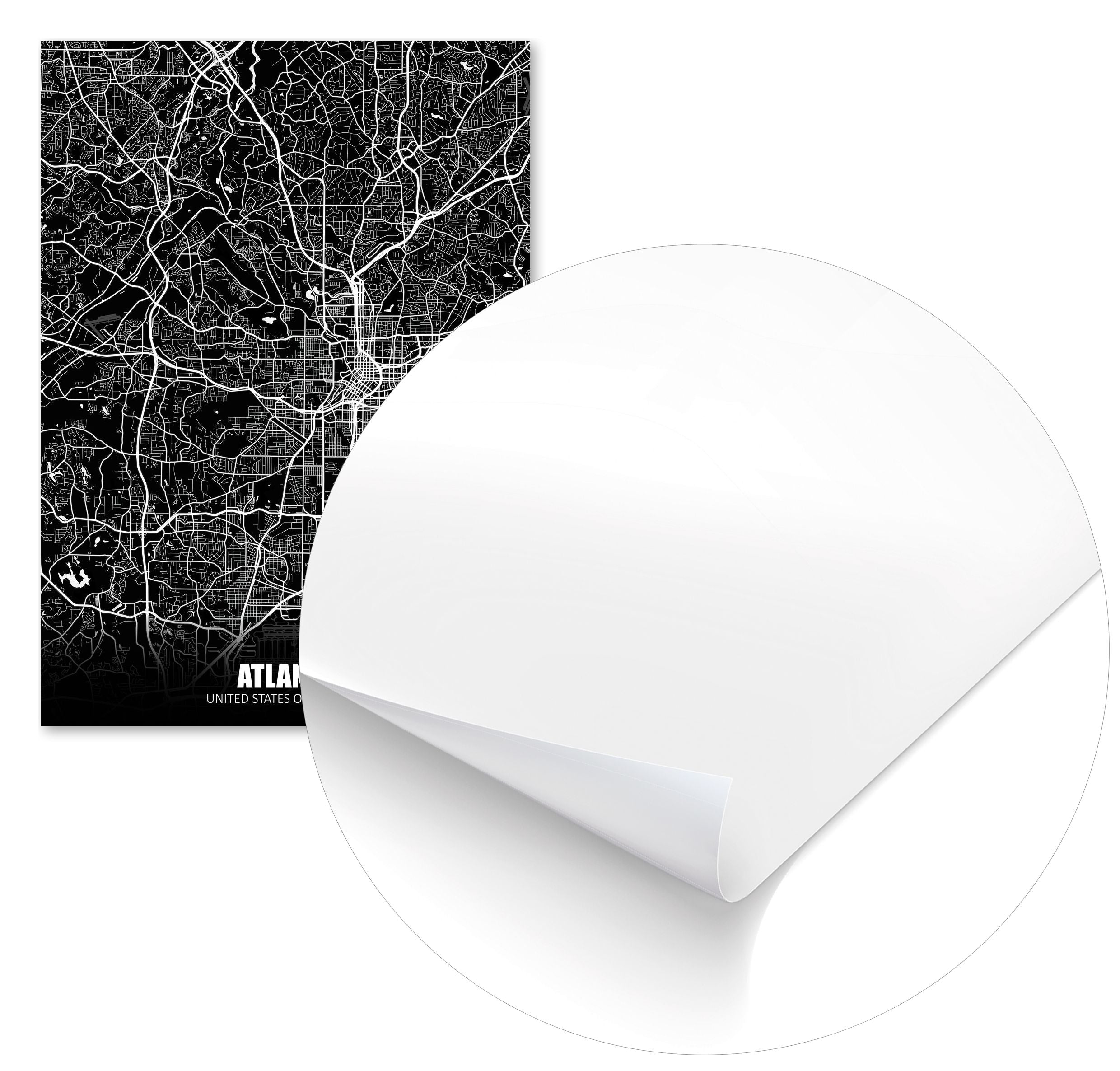 Atlanta USA Dark Negative Maps - @ZakeDjelevic - Buy illustrations and ...