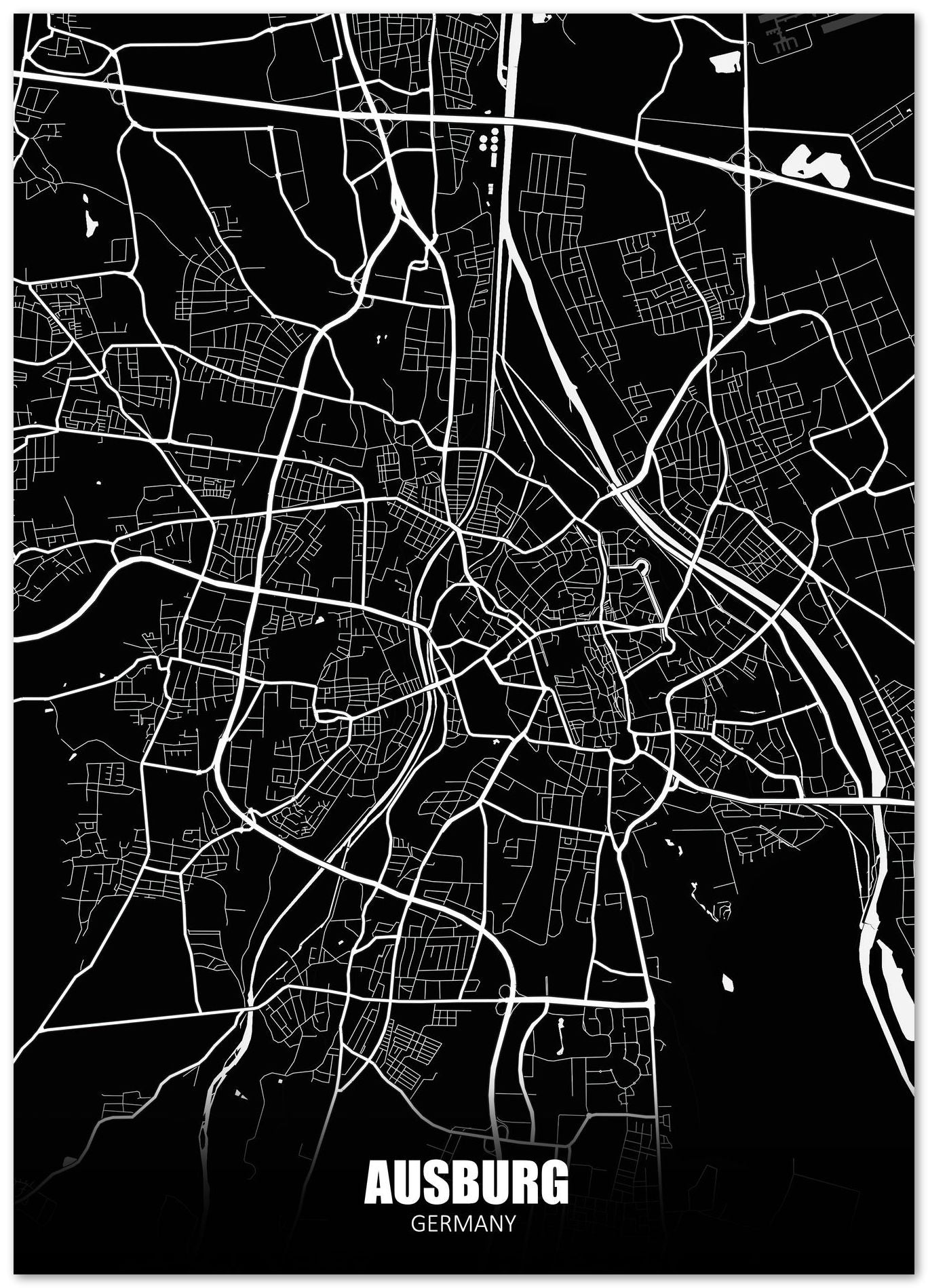 Ausburg Germany Dark Negative Maps - @ZakeDjelevic - Buy illustrations ...