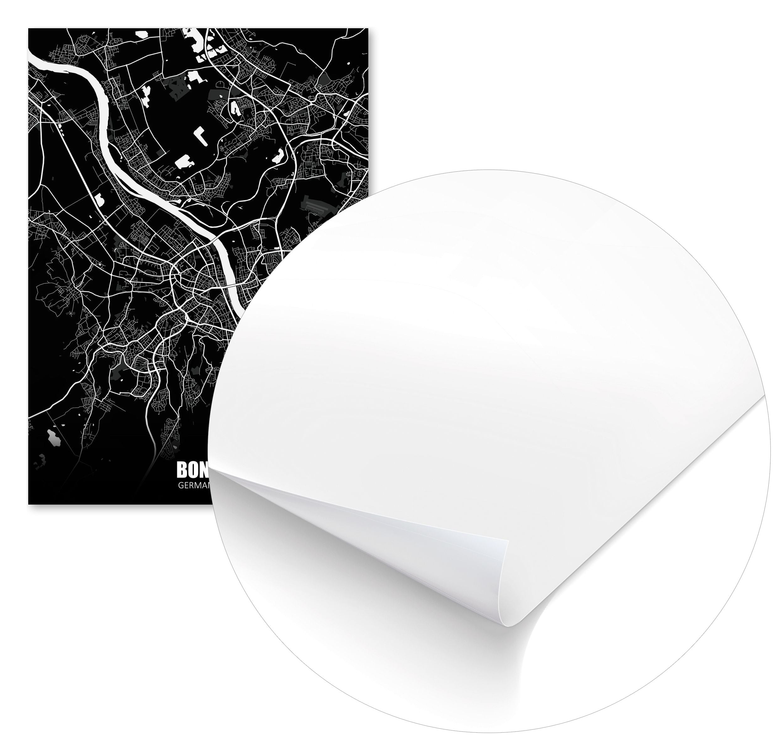Bonn Germany Dark Negative Maps - @ZakeDjelevic - Buy illustrations and ...