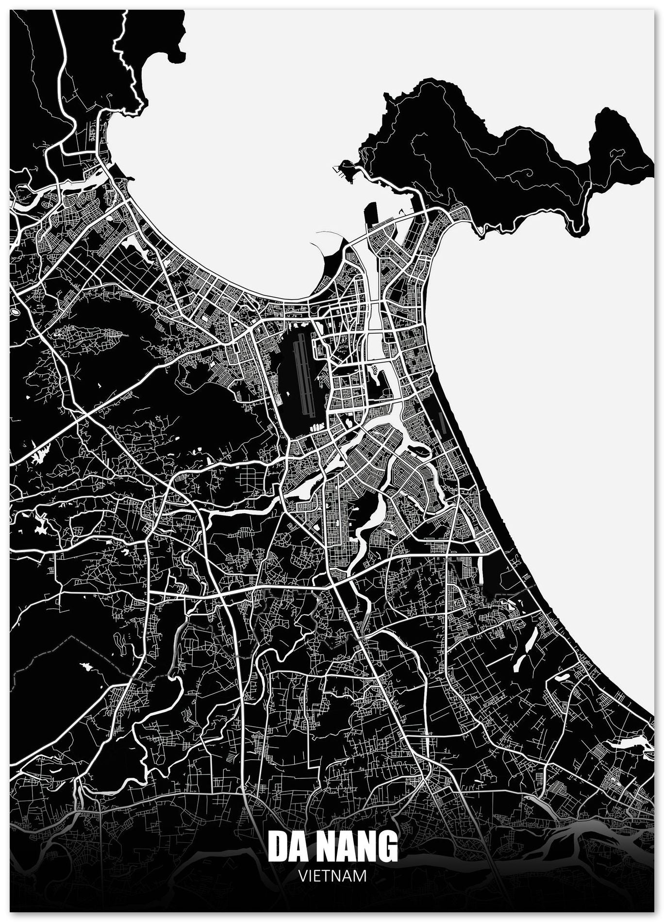 Da Nang Vietnam Dark Negative Maps - @ZakeDjelevic - Buy illustrations ...