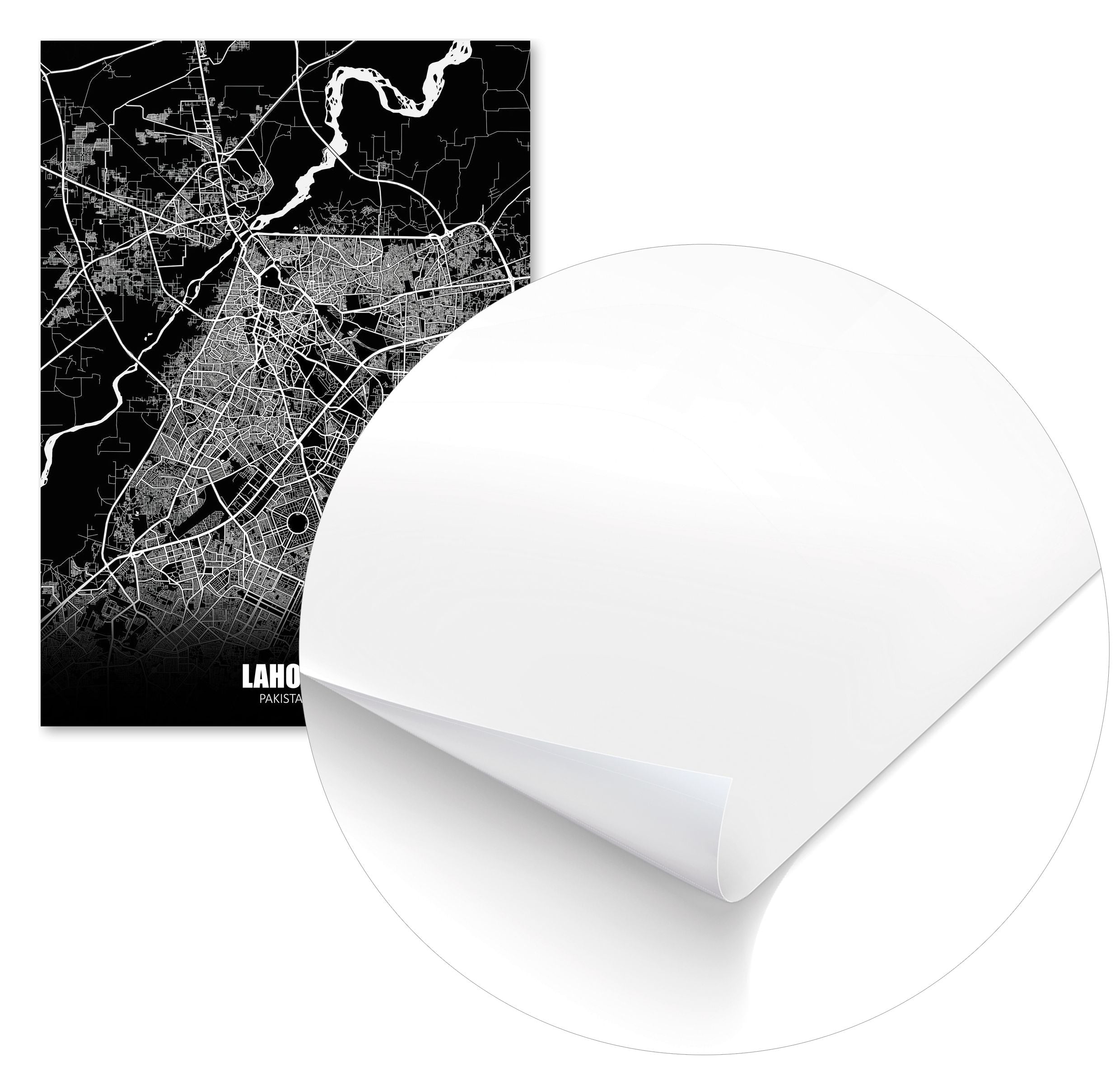 Lahore Pakistan Dark Negative Maps - @ZakeDjelevic - Buy illustrations ...