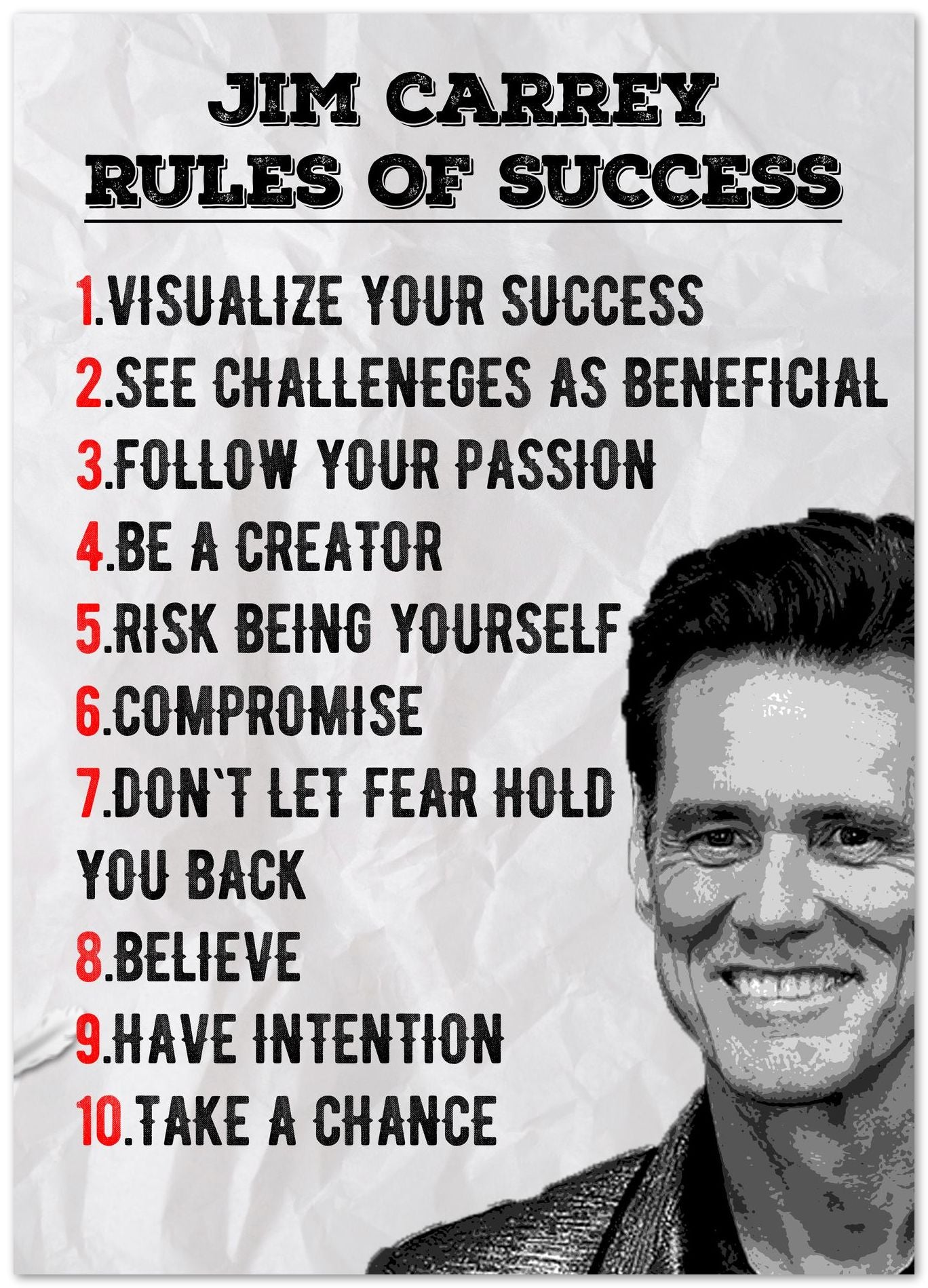 Rules of Success Jim Carrey Quote - @ColorizeStudio - Buy illustrations ...