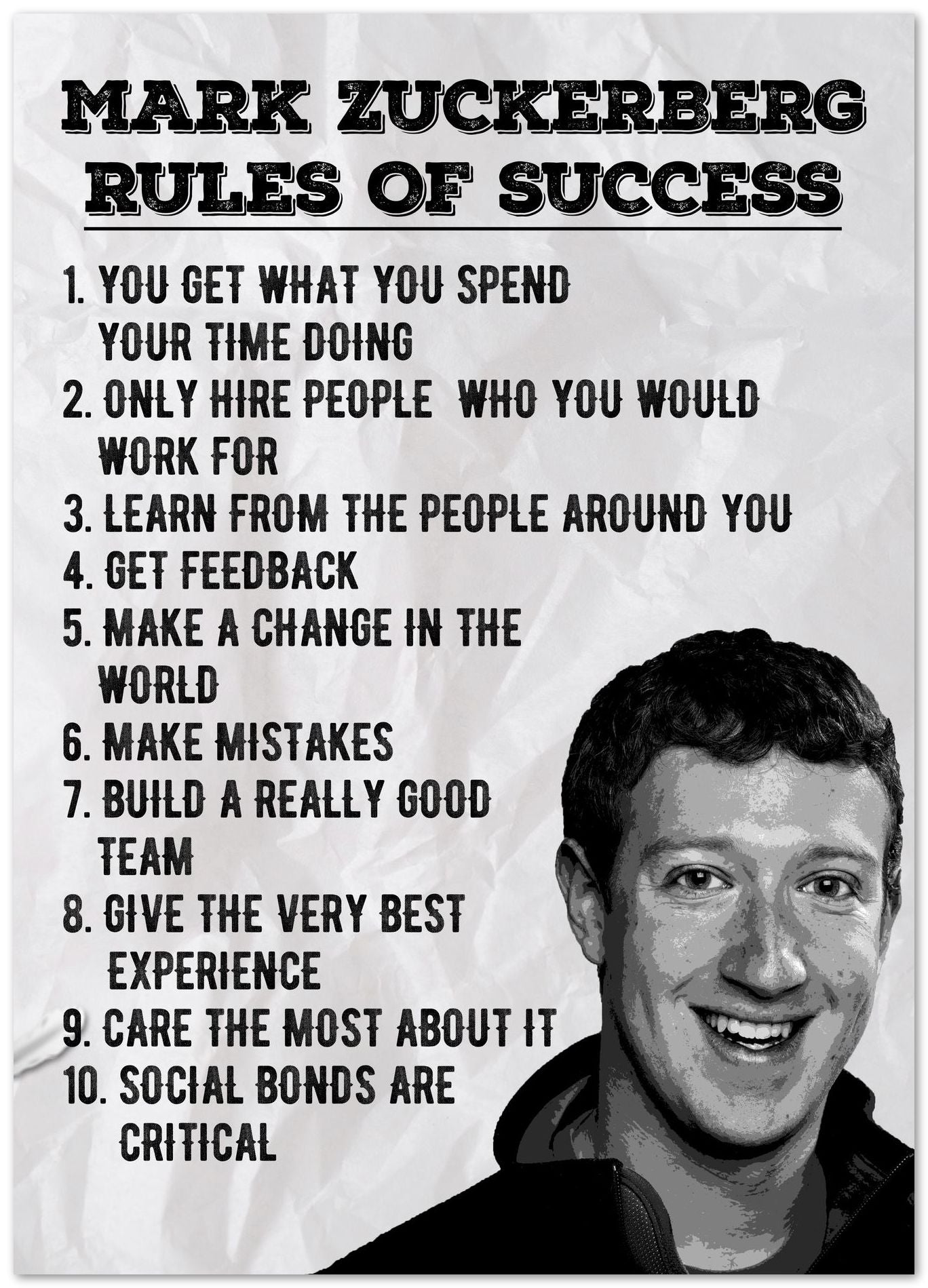 Rules of Success Mark Zuckerberg - @ColorizeStudio - Buy illustrations ...