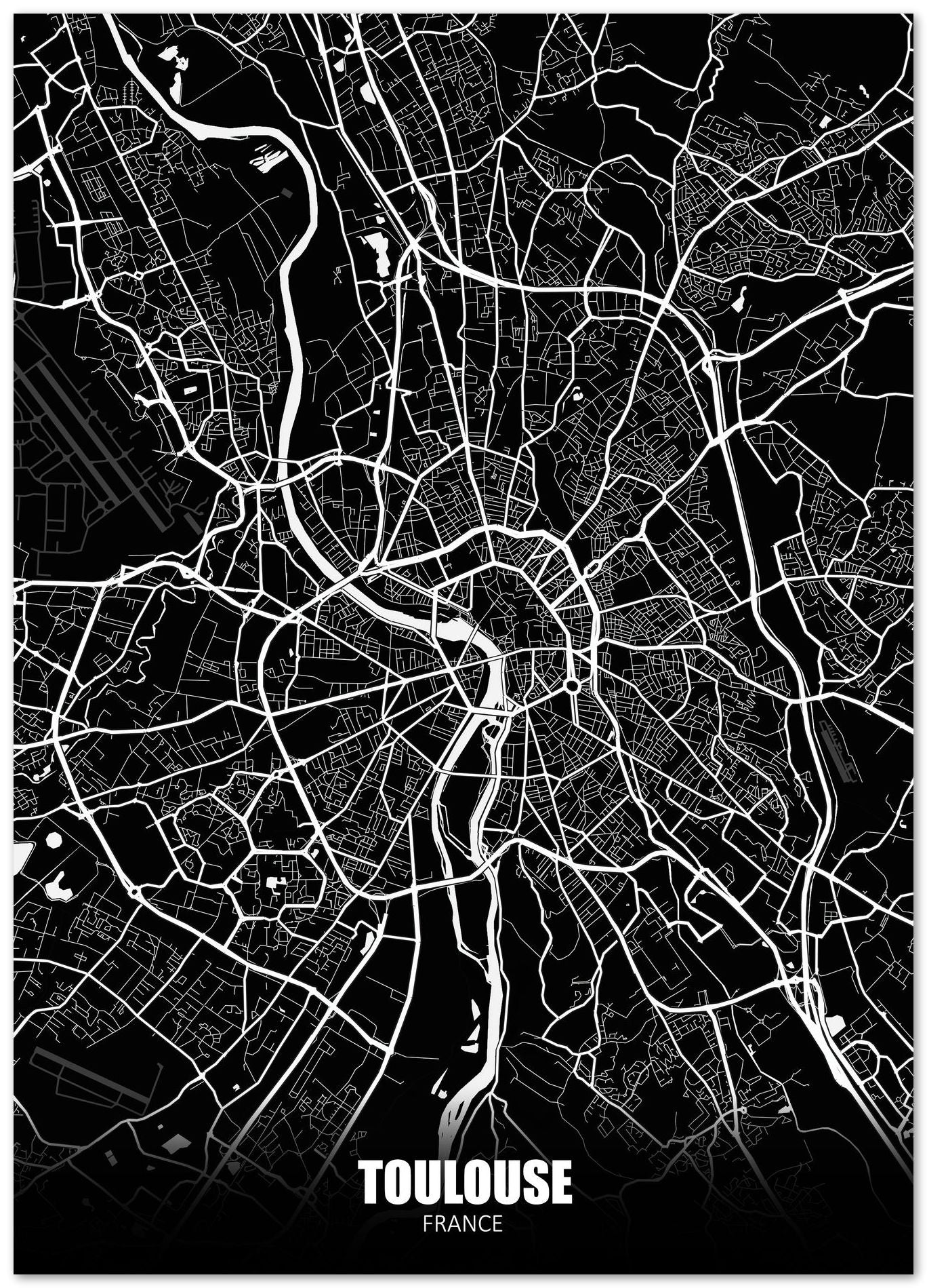 Toulouse France Dark Negative Maps - @ZakeDjelevic - Buy illustrations ...